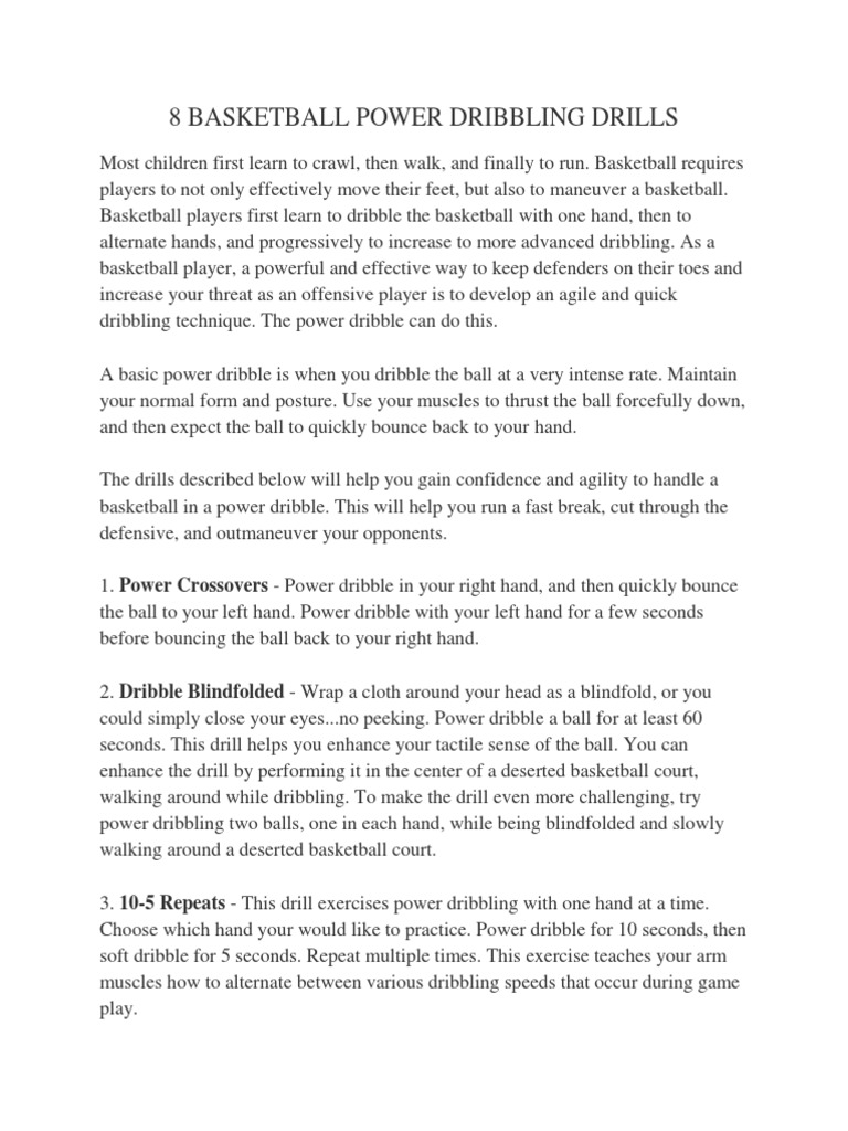 8 Basketball Power Dribbling Drills | PDF | Physical Exercise | Games ...