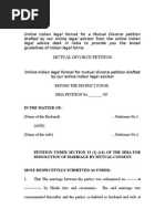 Divorce Mutual Consent Draft | PDF | Divorce | Marriage