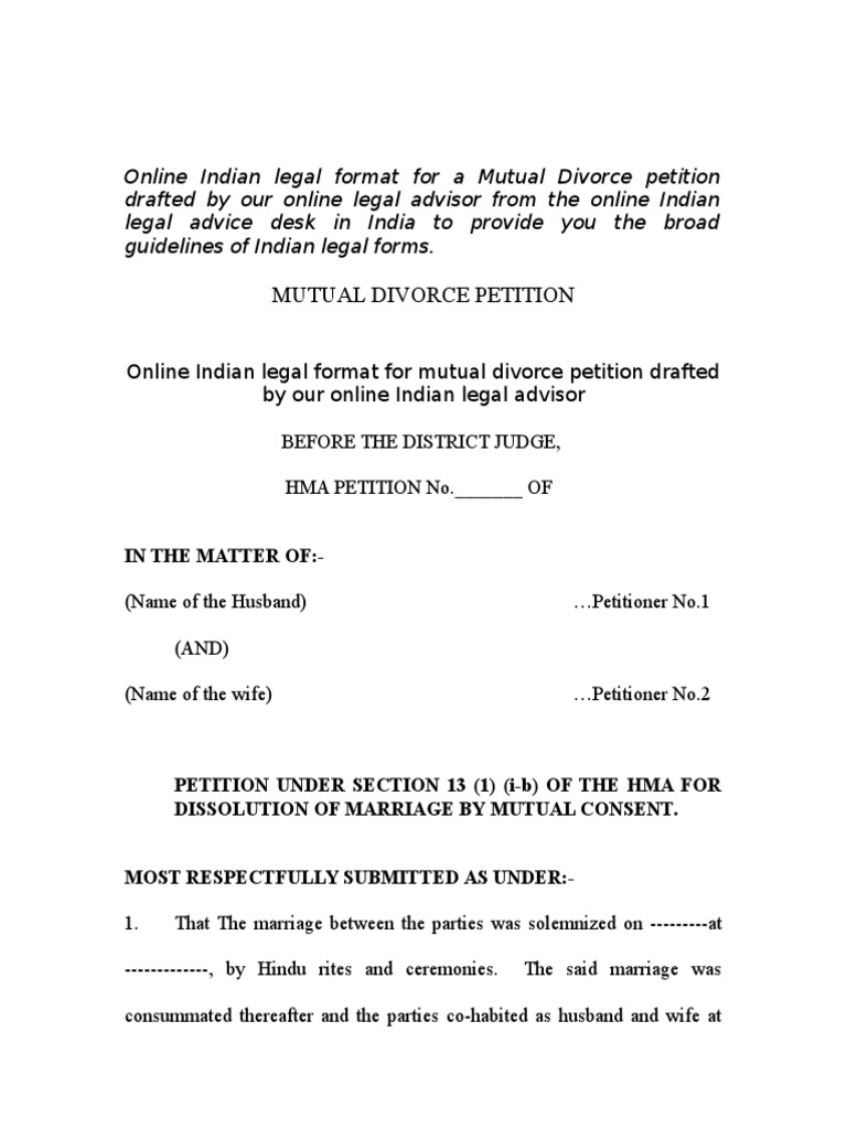 Mutual Divorce Petition | PDF