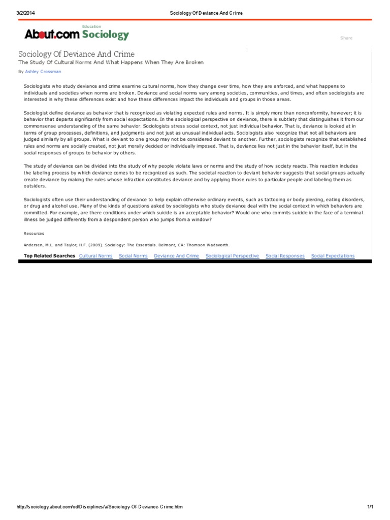 Sociology of Deviance and Crime | PDF | Deviance (Sociology) | Norm ...