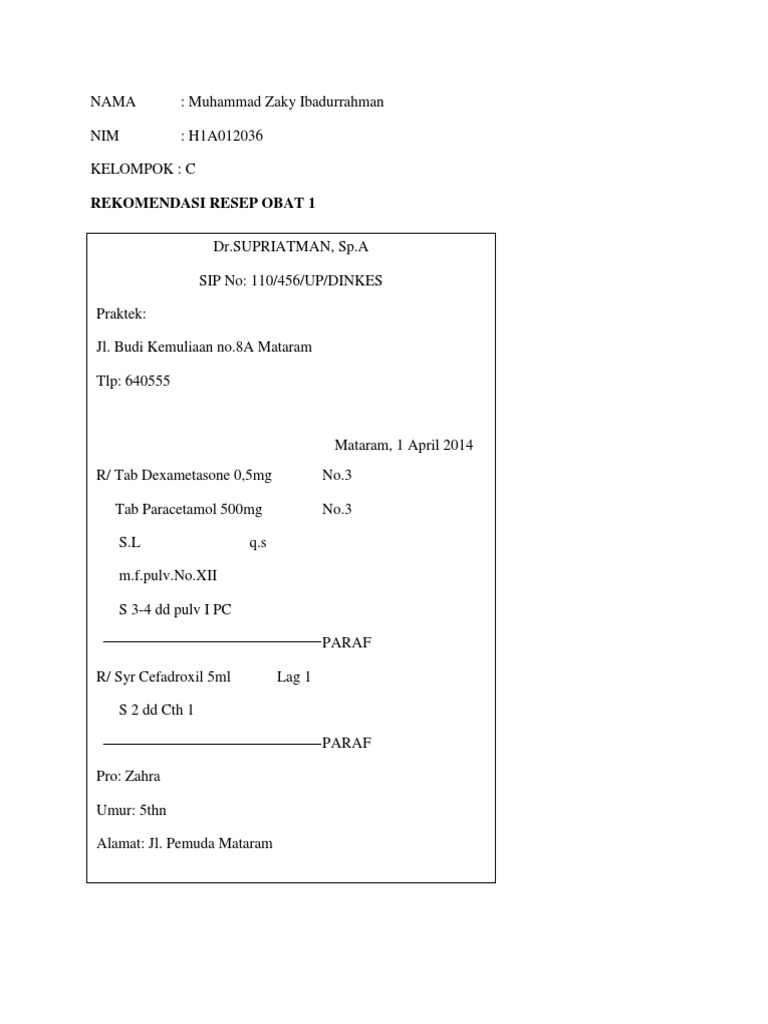 PENULISAN RESEP Zaky