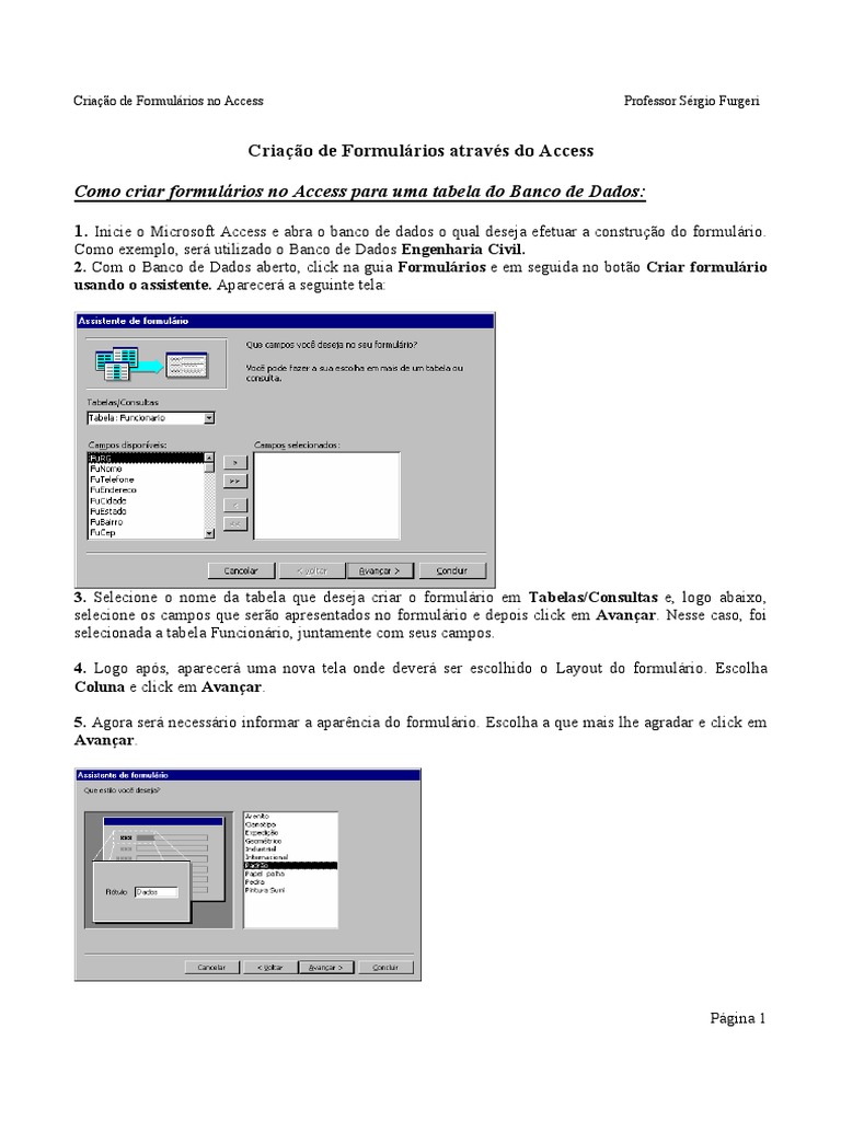 02 Criacao de Formularios No Ms Access PDF | PDF | Microsoft Access ...