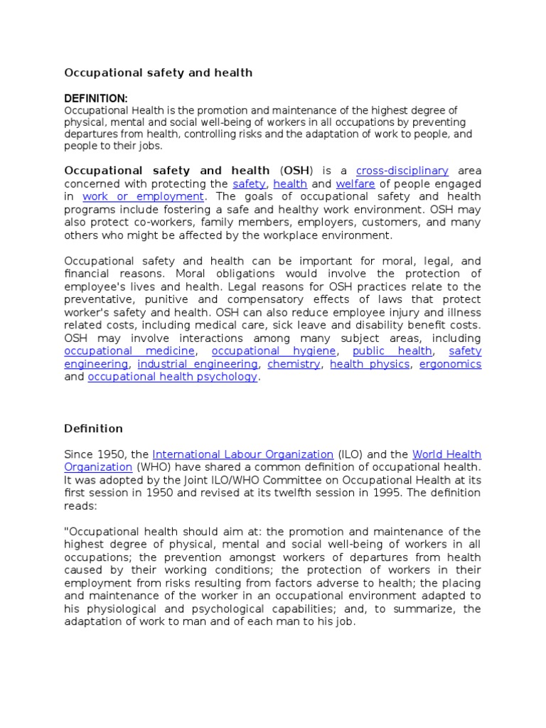 Occupational Safety and Health | PDF | Occupational Safety And Health ...