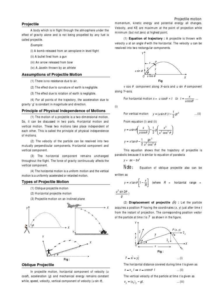Projectile Motion (Theory) | PDF | Motion (Physics) | Trajectory
