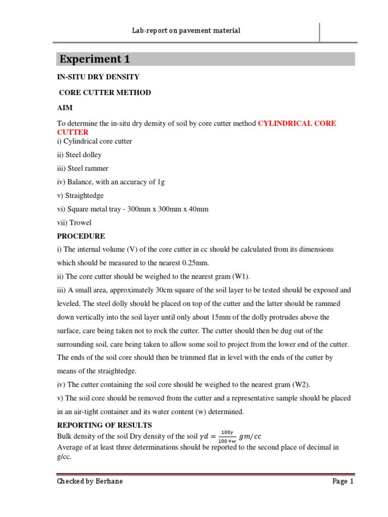 Lab Report | Soil | Density
