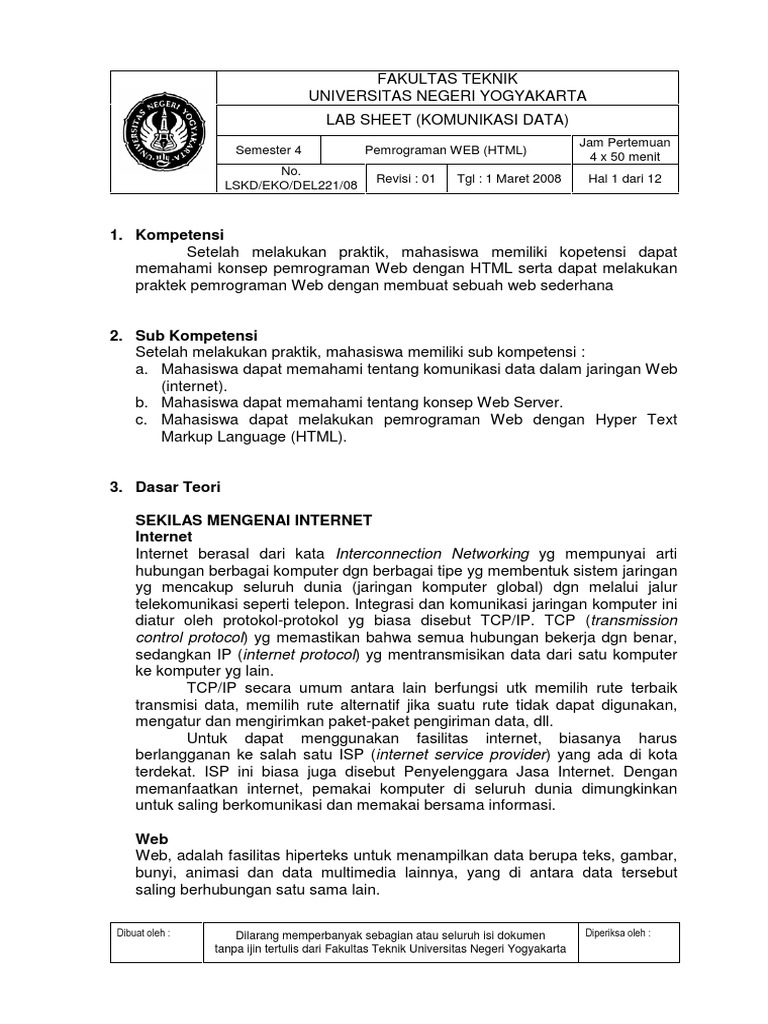 LabSheet 08-Pemrograman WEB HTML | PDF