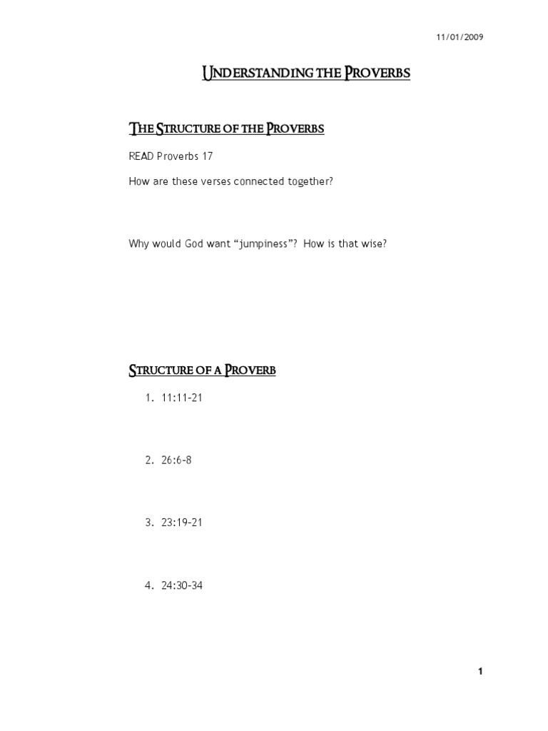 Structure and Purpose of Proverbs | PDF