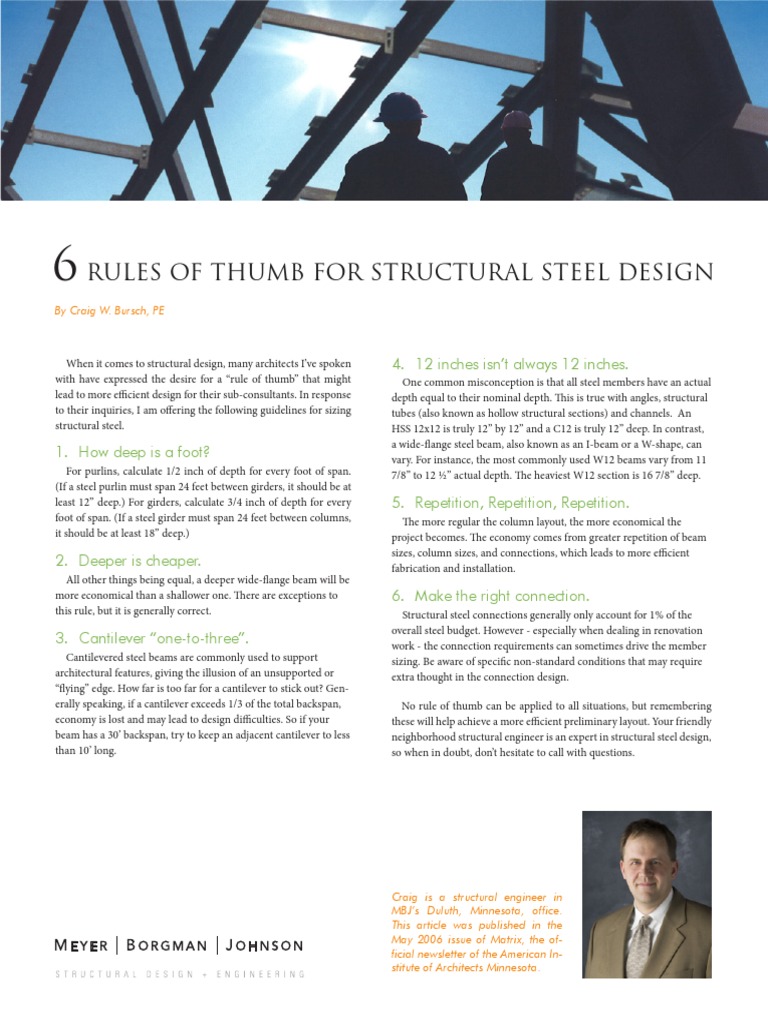 6 Rules of Thumb For Structural Steel Design | PDF