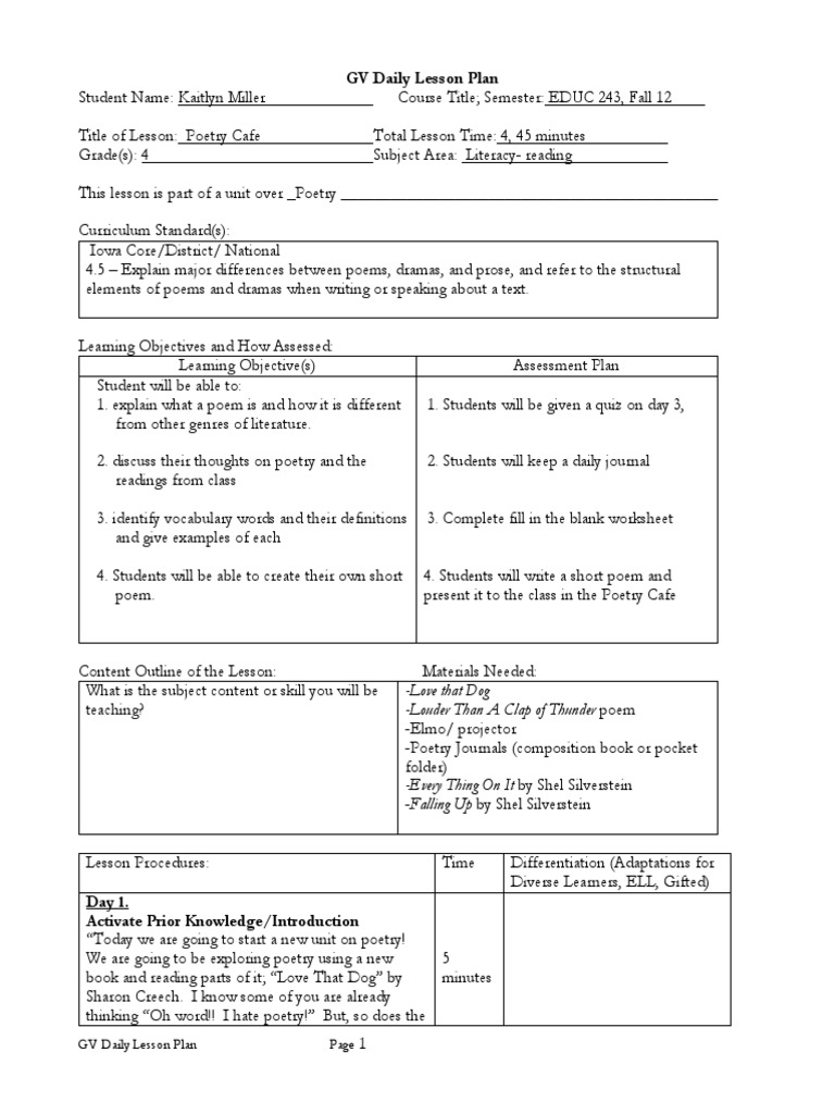 Poetry Café Unit Plan | Poetry | Cognitive Science
