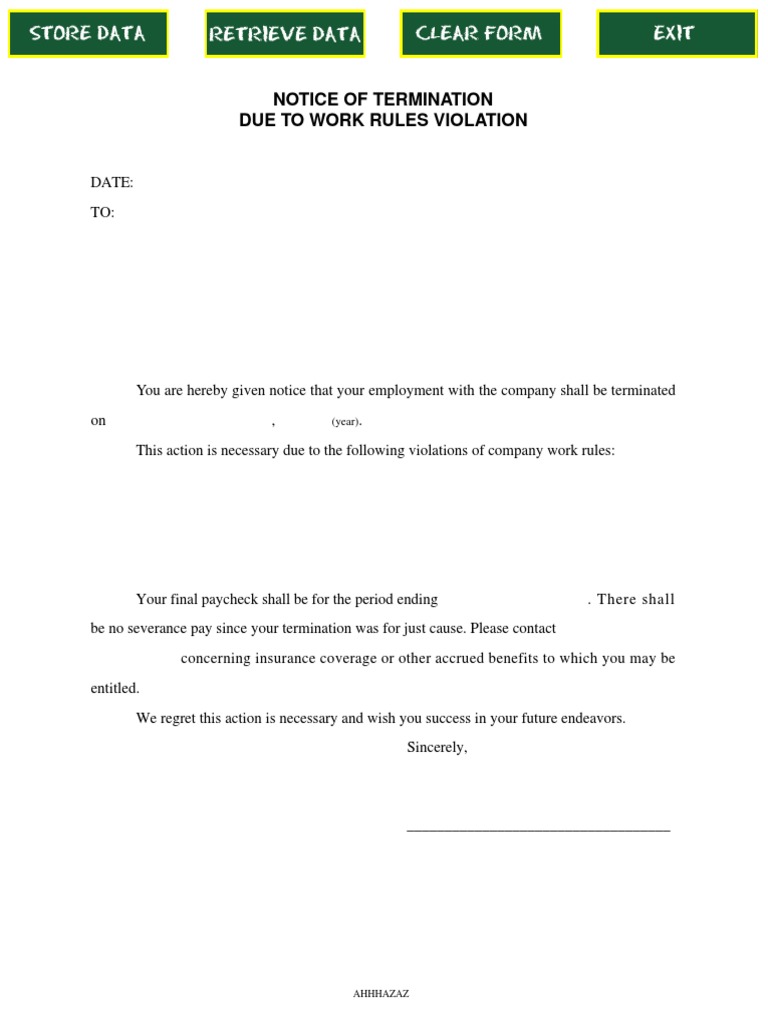 Employee Termination Notice | PDF