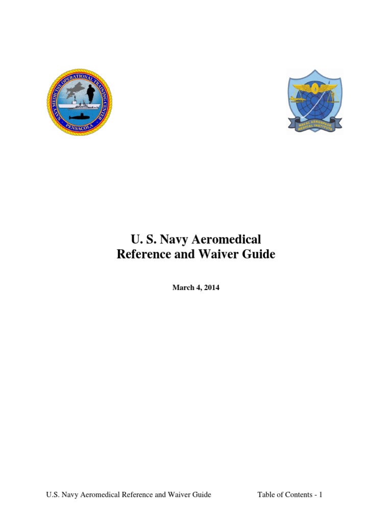 US NAVY Aeromedical Reference and Waiver Guide-2014 | PDF | Visual ...