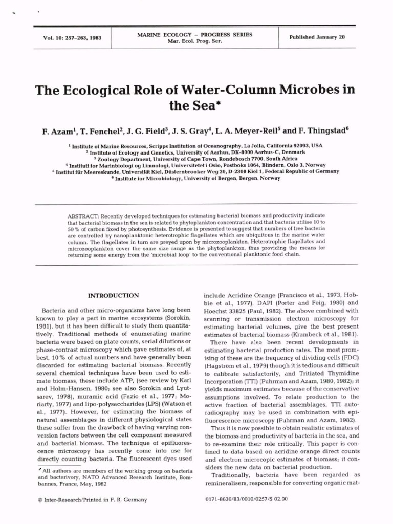 AZAM Et Al 1983 Loop Microbial | PDF | Phytoplankton | Plankton