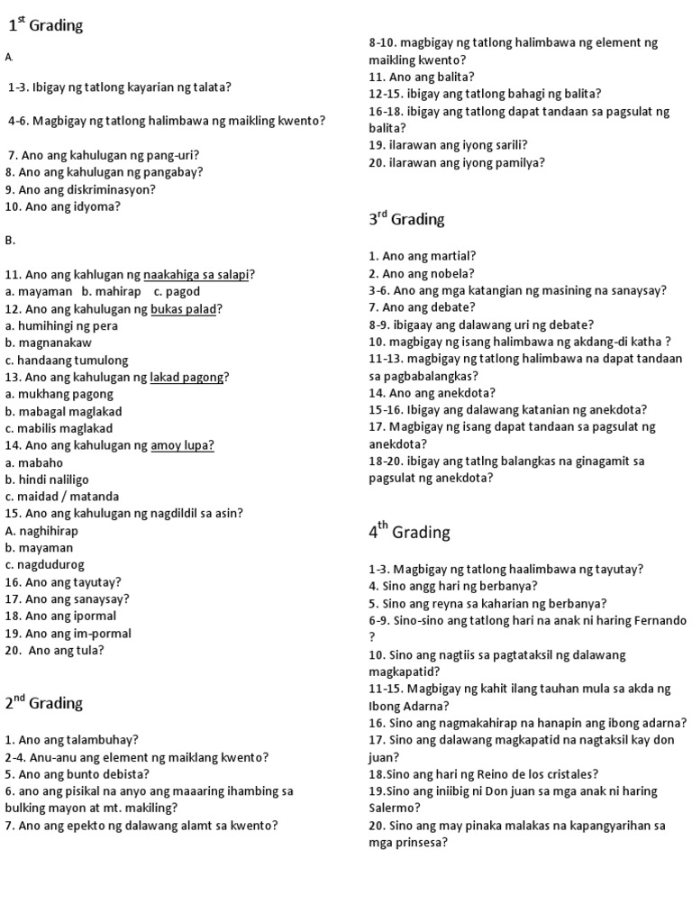 Filipino Questions | PDF