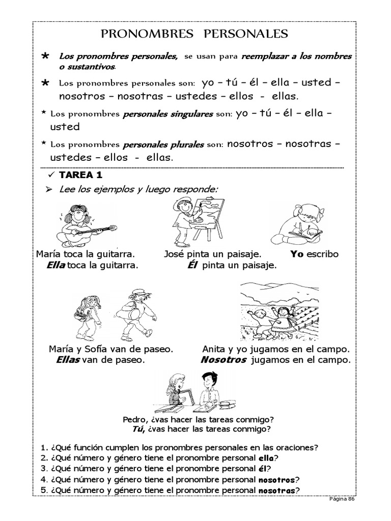 Hoja De Trabajo Para Reemplazar Sustantivos Con Pronombres Complemento