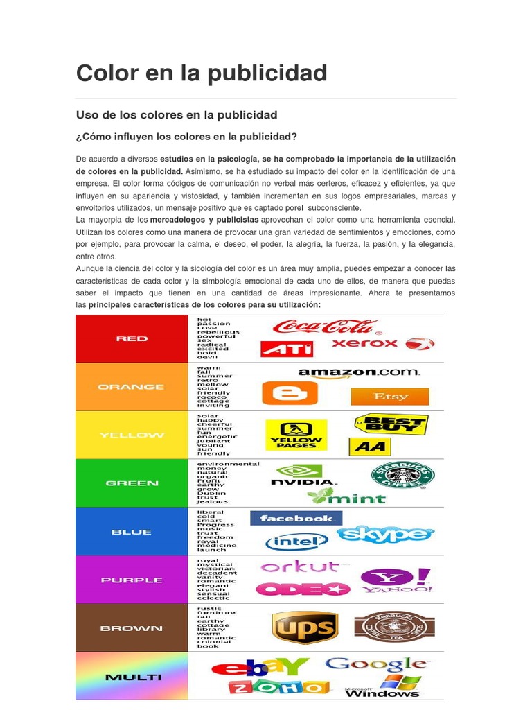 Significado del color en publicidad | PDF | Color | Publicidad