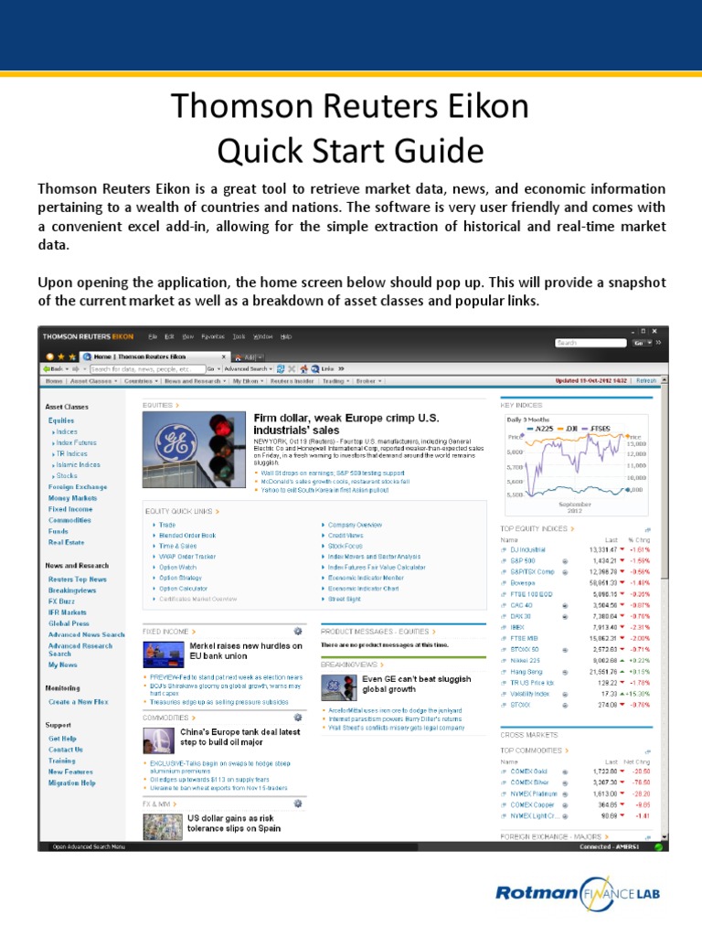 Thomson Reuters Eikon Quick Start Guide | PDF | Bonds (Finance) | Futures Contract