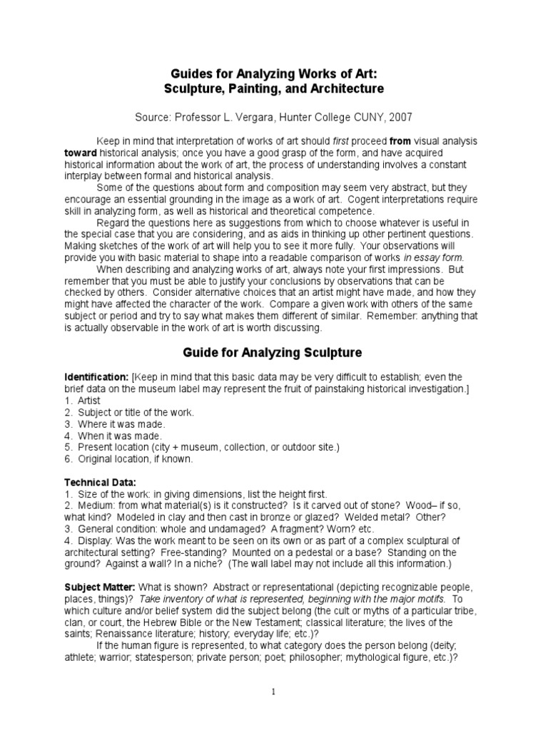 Art Analysis Guide: Sculpture & Painting | PDF | Paintings
