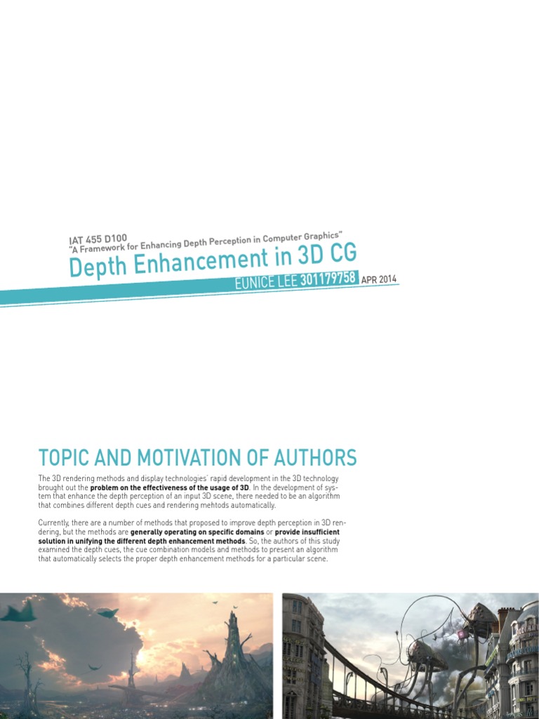Depth Enhancement in 3D CG: EUNICE LEE 301179758 | PDF | Rendering (Computer Graphics) | 3 D ...