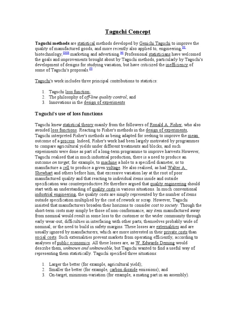 Taguchi Concept | PDF | Teaching Mathematics | Business