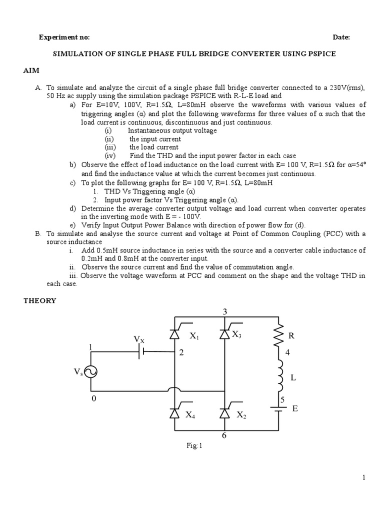 Simulationof Single Phase Full Bridge Converter Using PSPICE | PDF | Root Mean Square ...