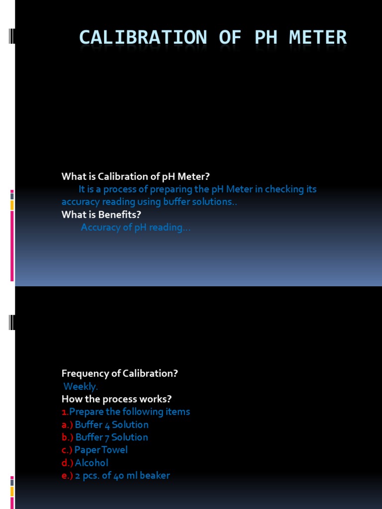 Calibration of PH Meter and Conductivity Meter | PDF | Ph | Chemistry