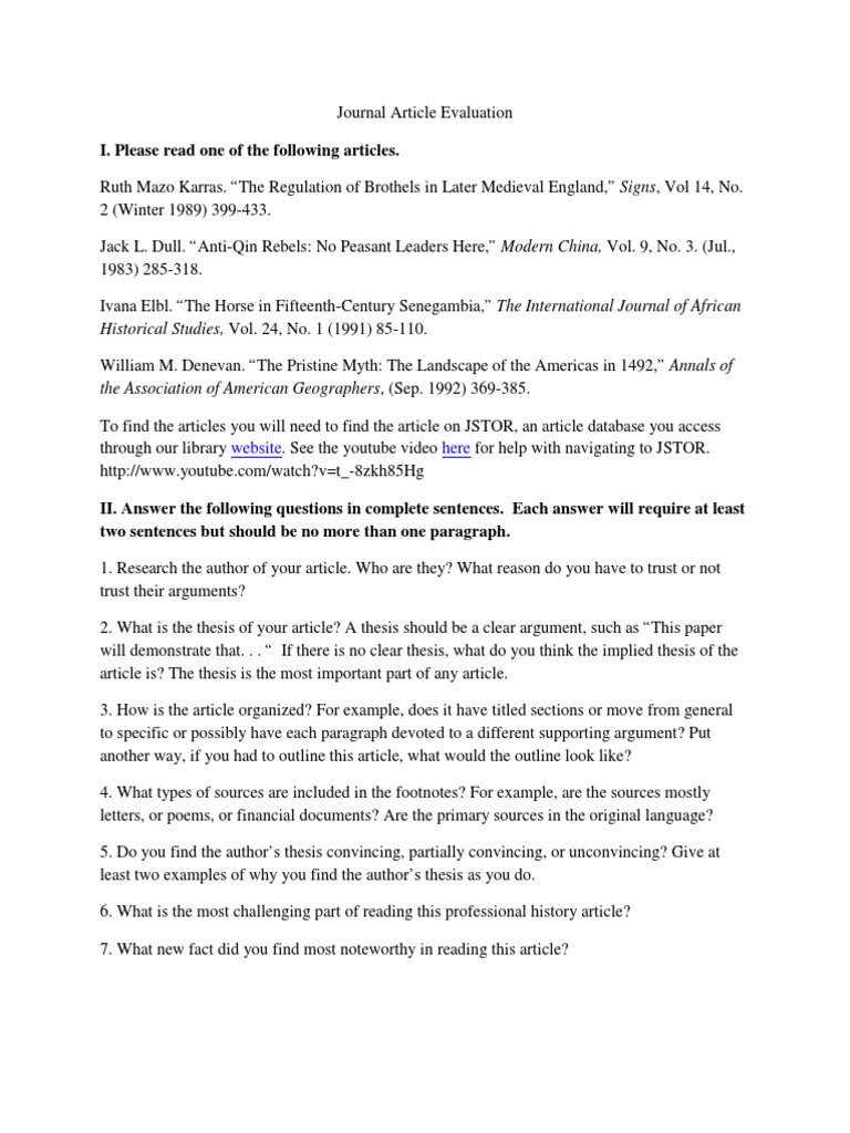 Journal Article Evaluation | PDF | Rubric (Academic) | Thesis