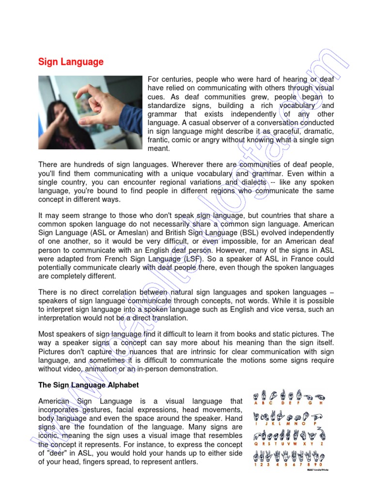 The Sign Language Alphabet | PDF | American Sign Language | Hearing Loss