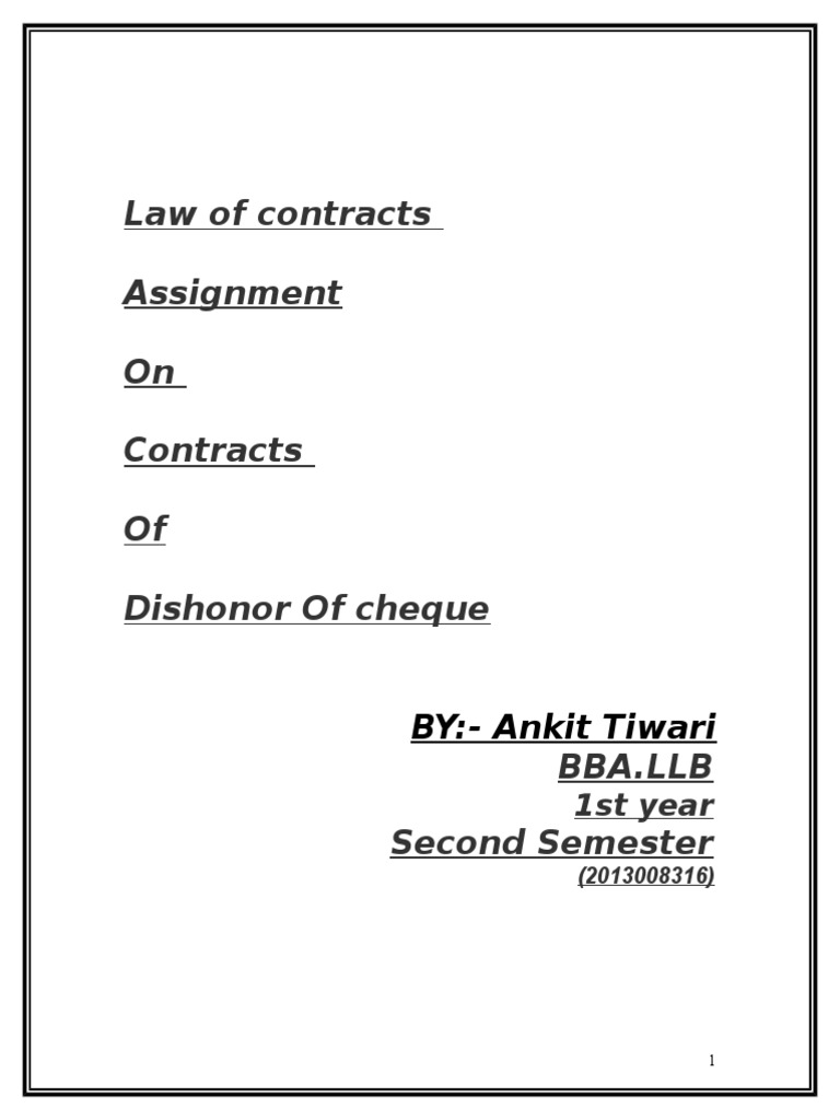 dishonour of cheque | Negotiable Instrument | Cheque