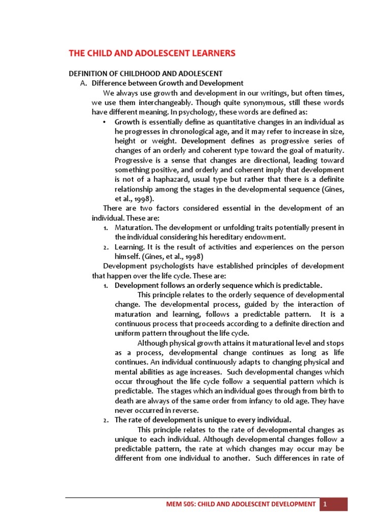 The Child and Adolescent Learners | PDF | Child Development | Relationships