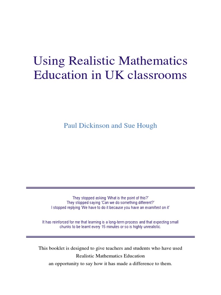 Using Realistic Maths Education in UK Classrooms | PDF | Teachers ...