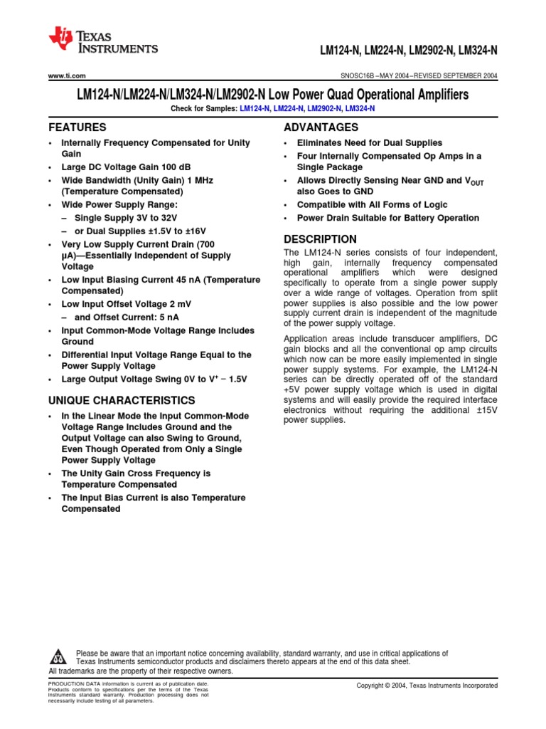 LM124-N/LM224-N/LM324-N/LM2902-N Low Power Quad Operational Amplifiers ...