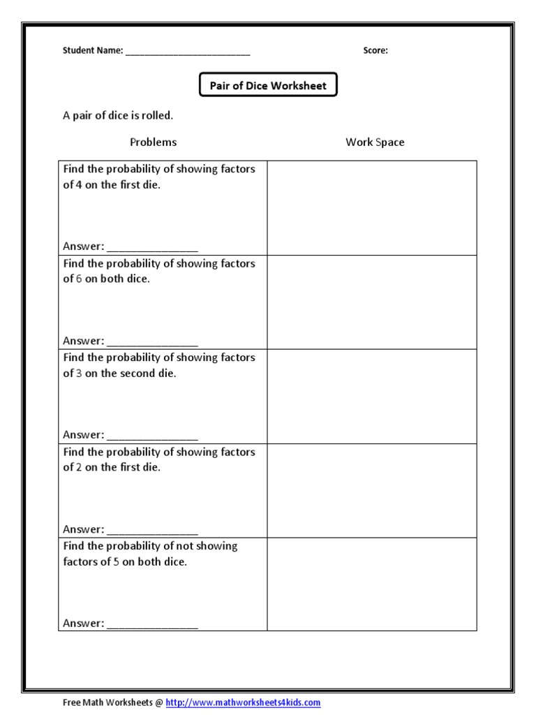 Pair Dice Factors | PDF