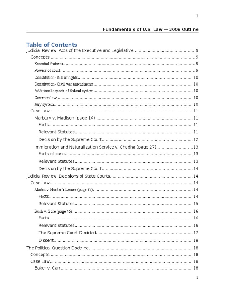 Fundamentals of U S Law Outline 2008 | PDF | United States Bill Of ...