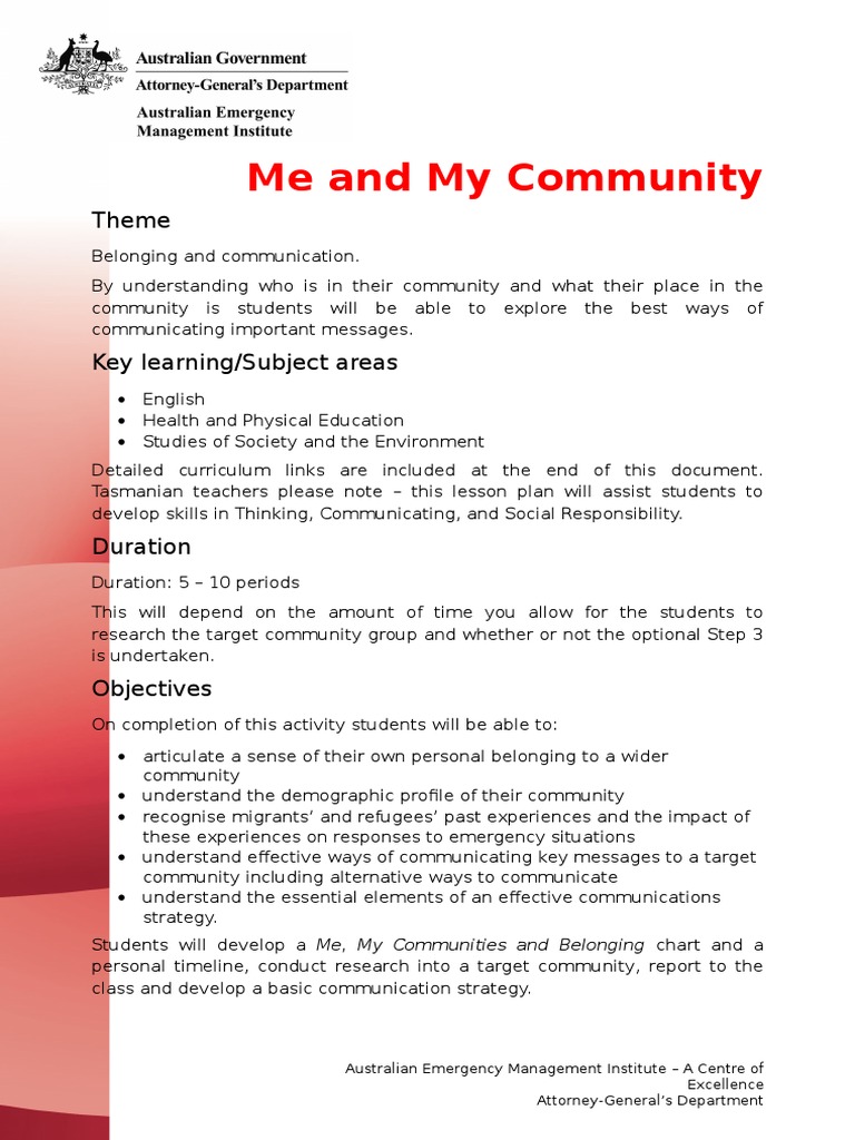 FINAL - Me and My Community - Rebranded | PDF | Worksheet | Lesson Plan