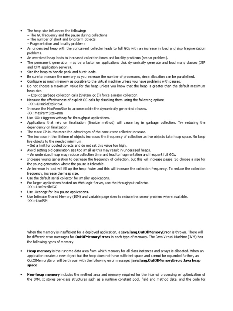 The Heap Size in Weblogic | PDF | Java Virtual Machine | Java ...