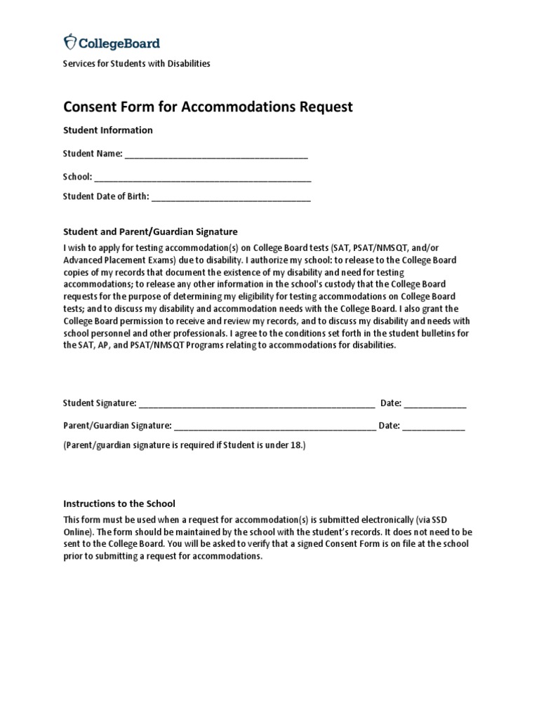 SSD Consent Form Accommodations | PDF