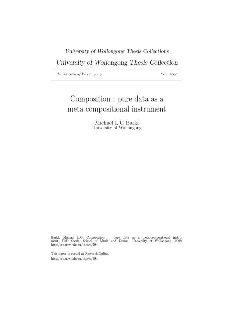 Composition: Pure Data As A Meta-Compositional Instrument | PDF | Electronic Music | Sound