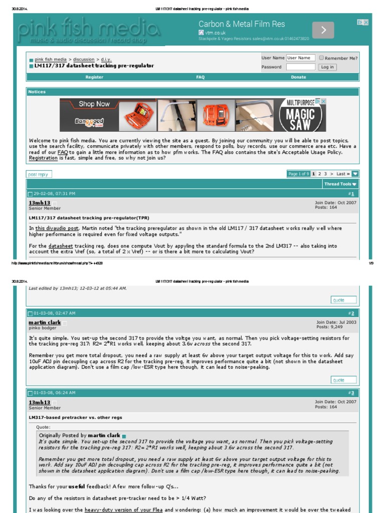 LM117 - 317 Datasheet Tracking Pre-Regulator - Page 1 - Pink Fish Media1 | PDF | Internet Forum ...