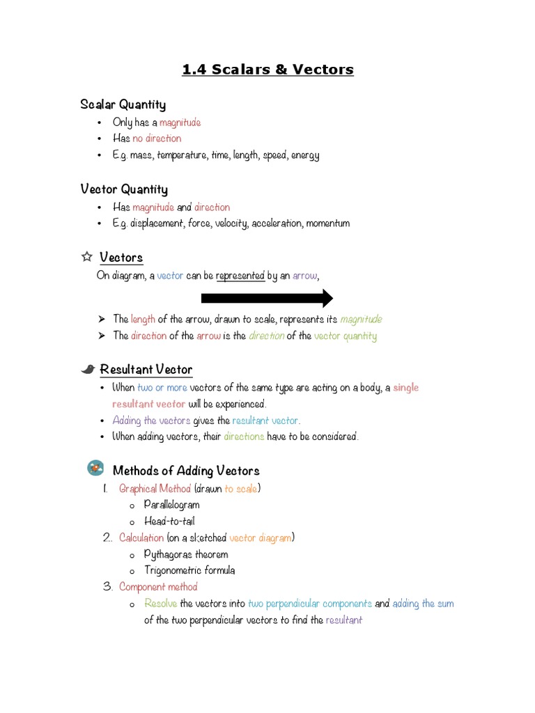 1.4 Scalars & Vectors | PDF | Euclidean Vector | Mechanical Engineering