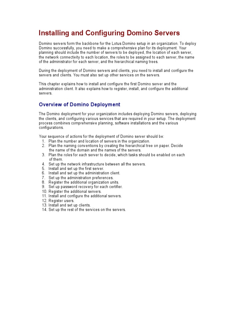 Domino Server Installation Guide | PDF