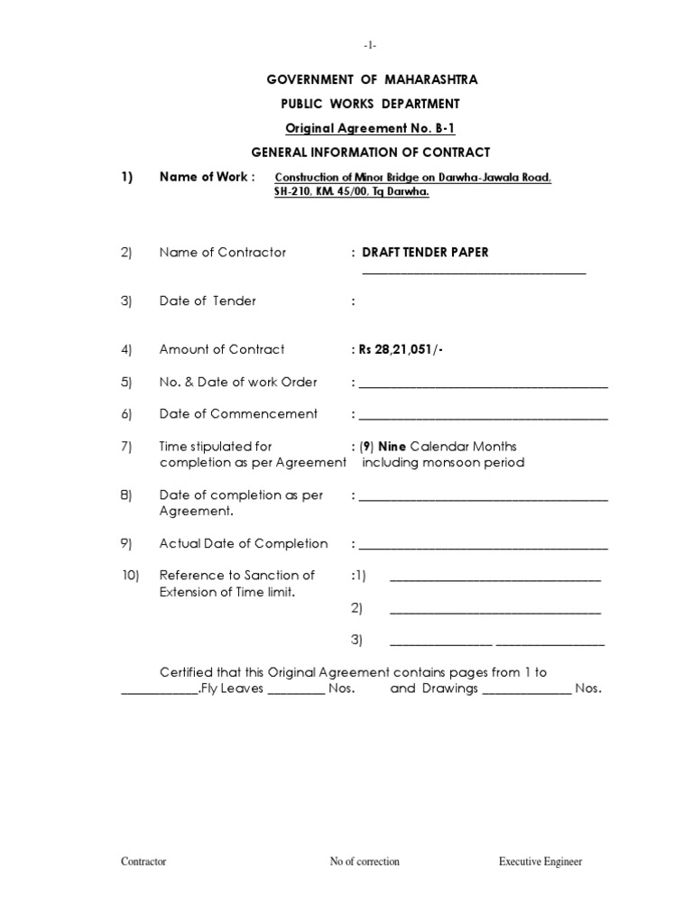 Sample Tender for construction work | Public Key Certificate | Value ...