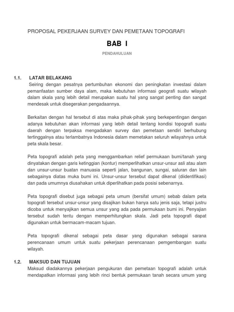 Proposal Pekerjaan Survey Dan Pemetaan Topografi | PDF