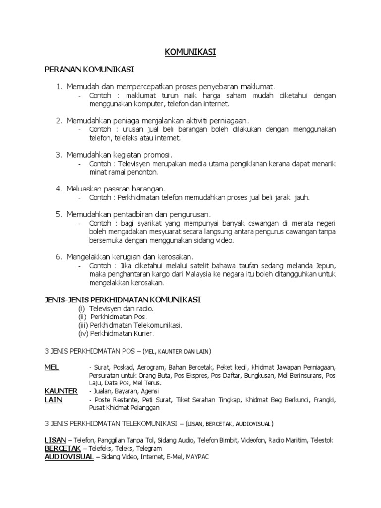 Nota Ringkas Bab Komunikasi | PDF