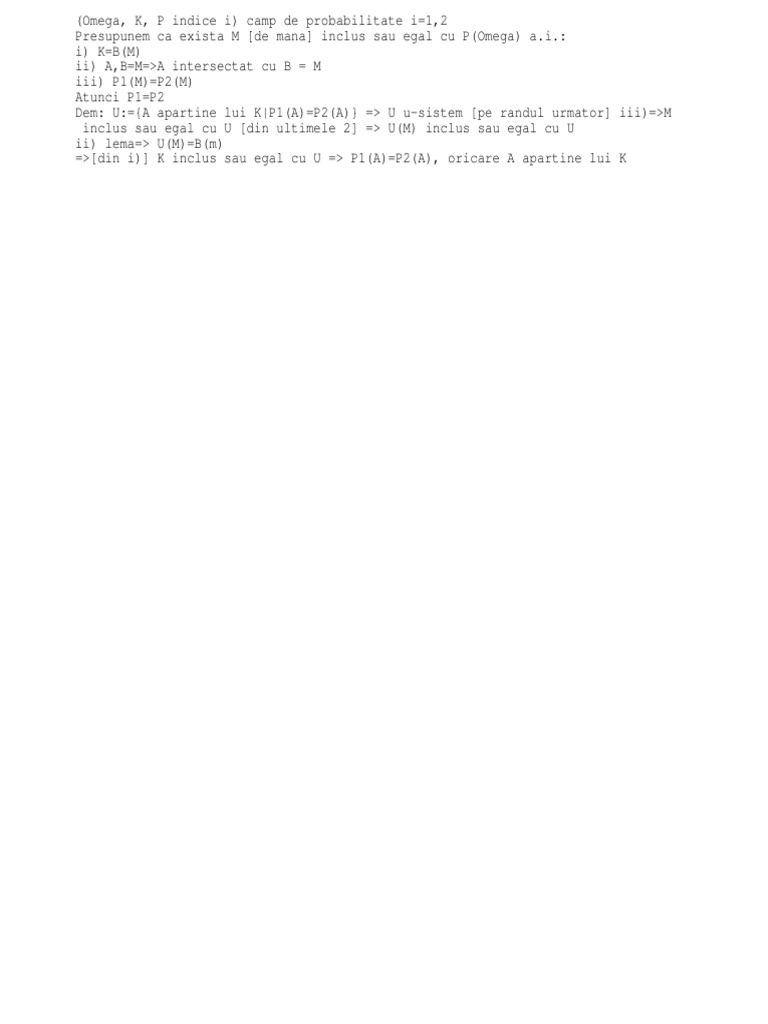 08 Teorema de Unicitate A Probabilitatilor | PDF