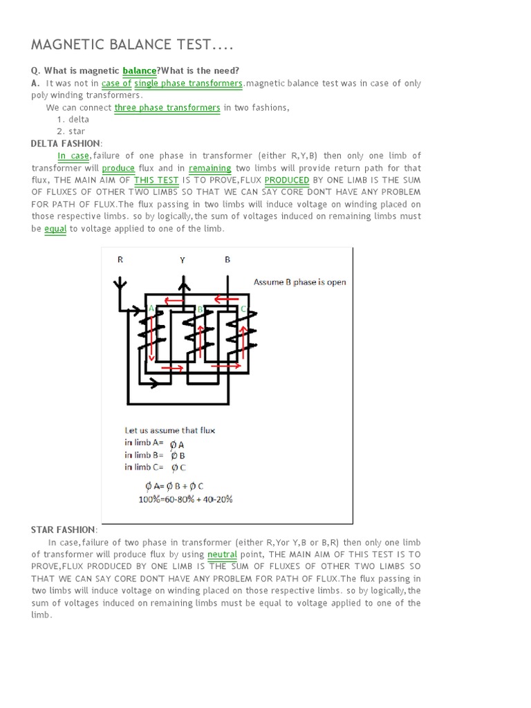 Magnetic Balance Test... | PDF | Flux | Transformer