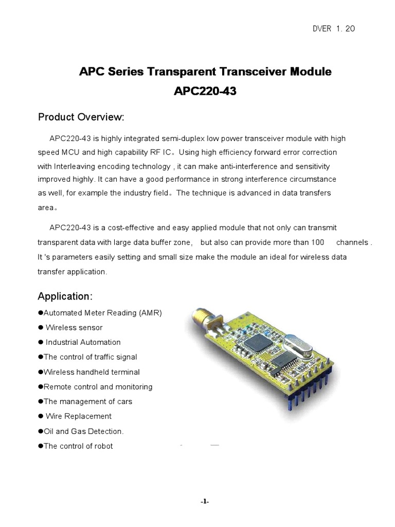 APC220 43 Manual | PDF | Antenna (Radio) | Electromagnetic Interference