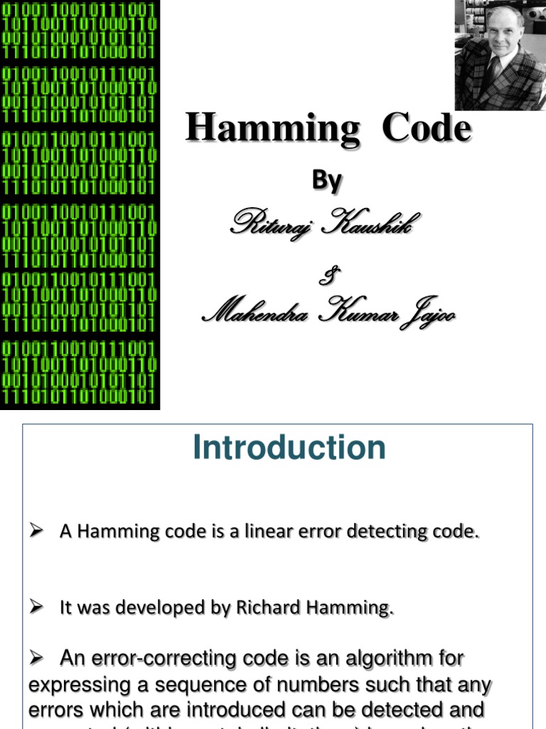 Hamming codes Presentation | Code | Bit