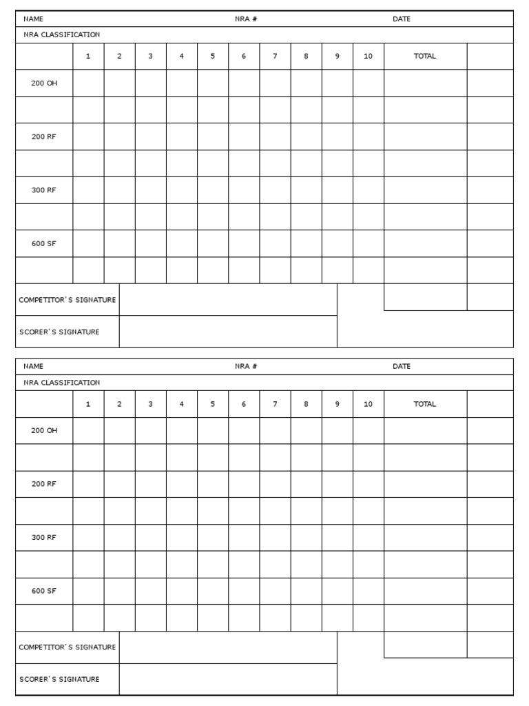 Generic Rifle Scorecard | PDF | Marksmanship | Projectile Weapons