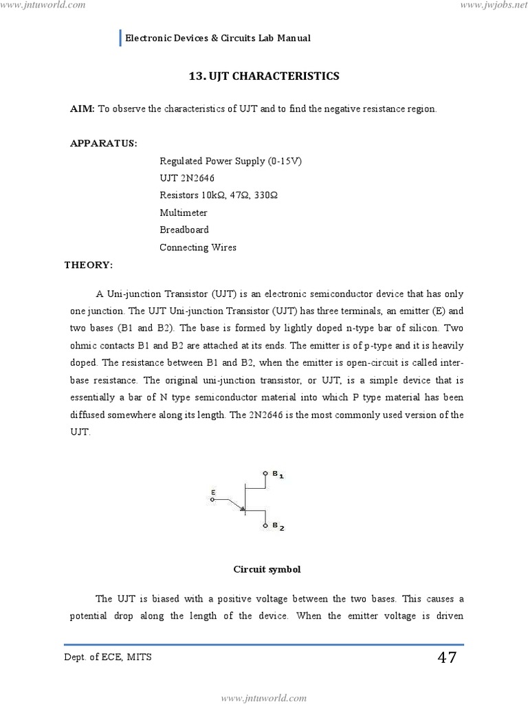 Edc Lab Manual-Jntua | PDF | Transistor | Doping (Semiconductor)