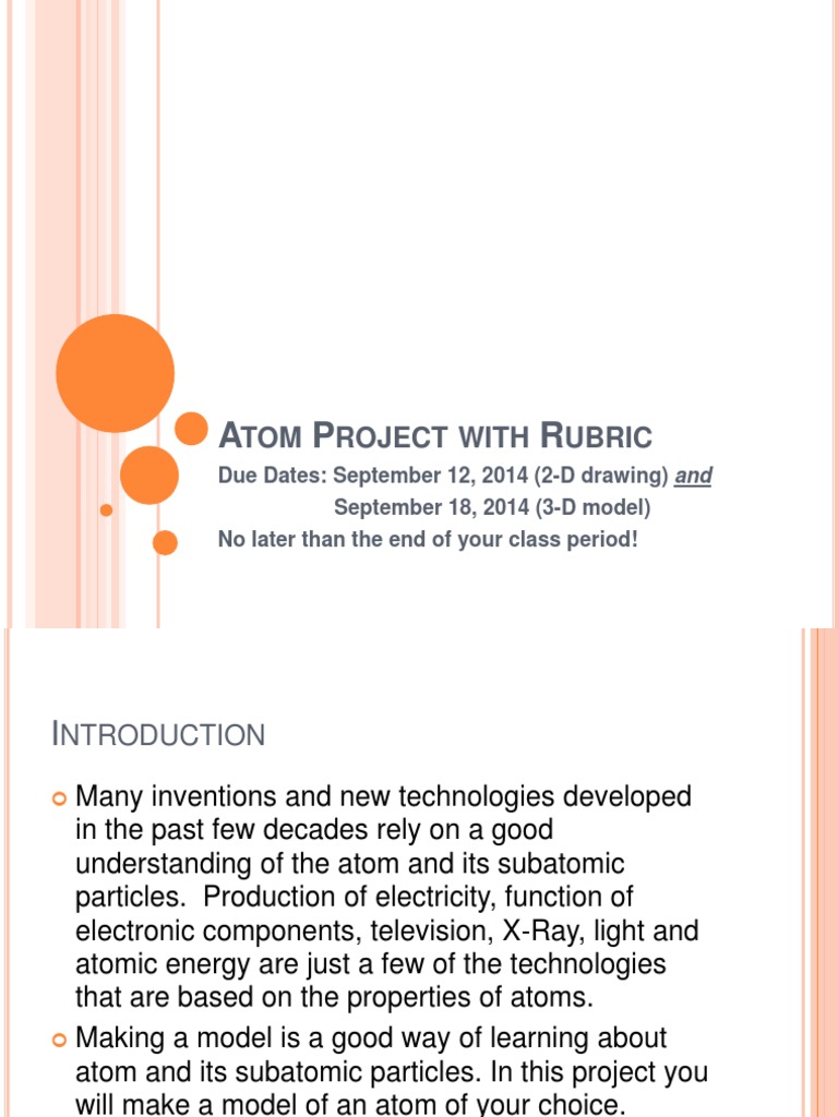 8th Grade Atomic Model Project Guide | PDF | Atoms | Atomic Nucleus
